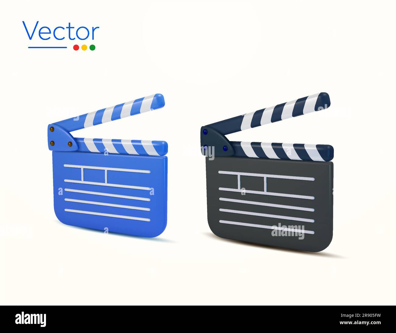 3d Clapper boards in minimal style. Designed object for director cut ...