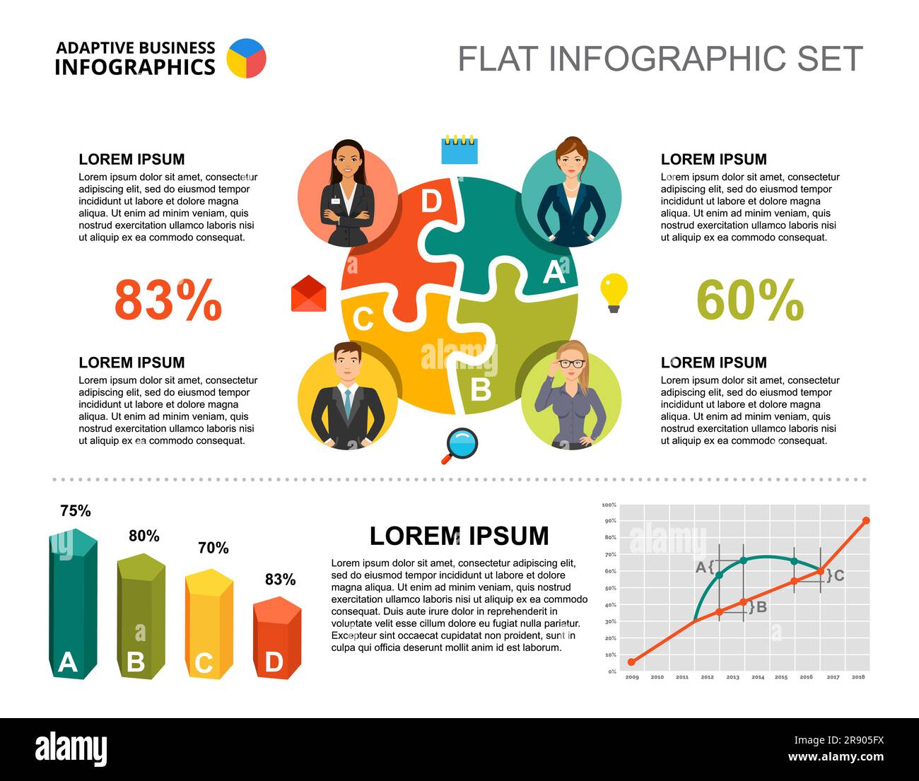 Four options bar and line charts template for presentation Stock Vector ...