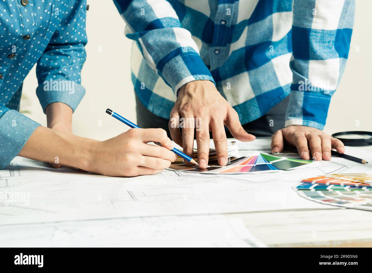 Designers selecting color palette for project Stock Photo - Alamy