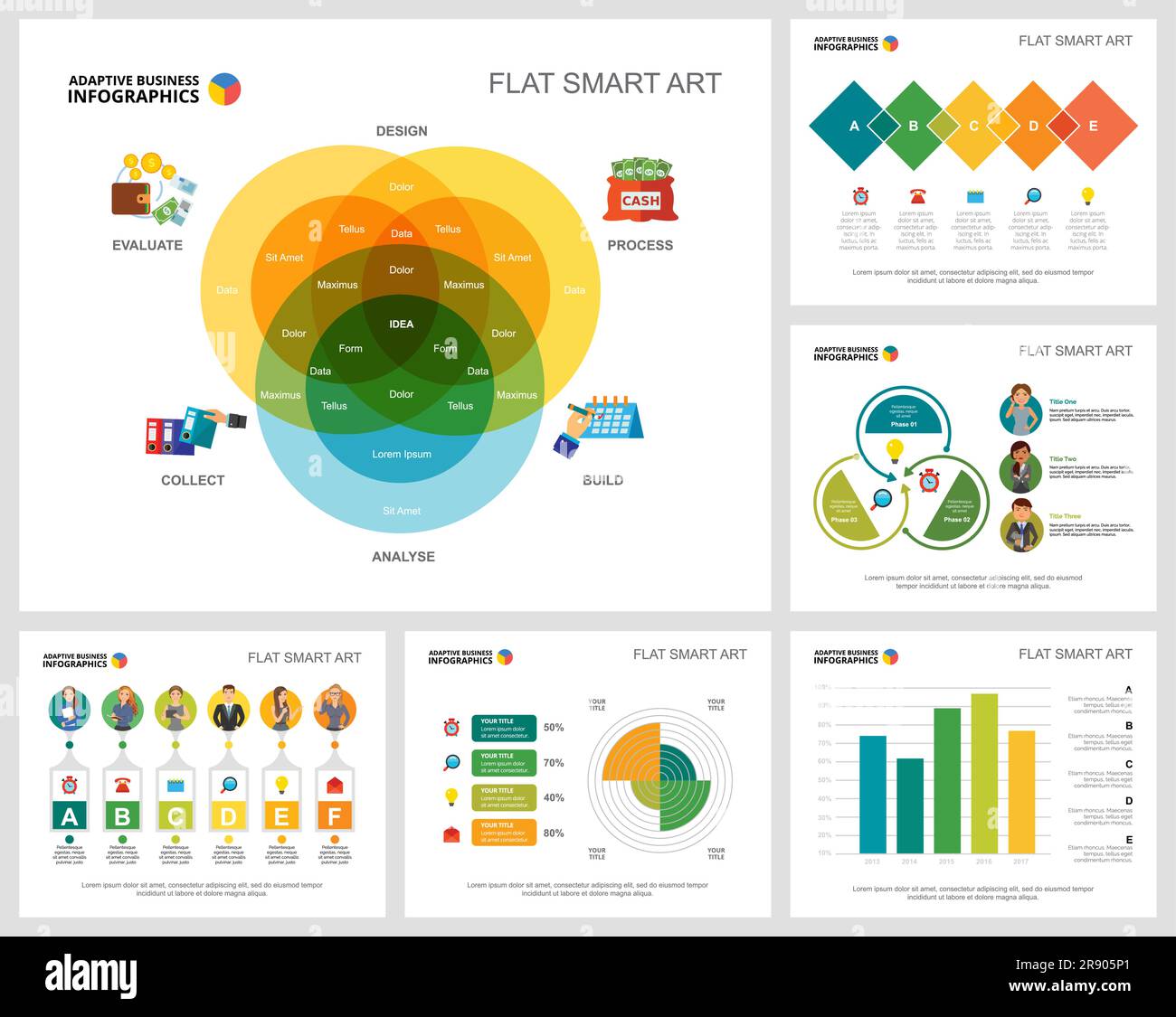 Colorful statistics or analysis concept infographic charts set Stock ...