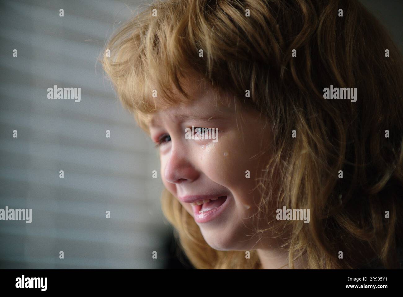 Close up face of little boy crying with tears. Portrait of a kid Cry at ...