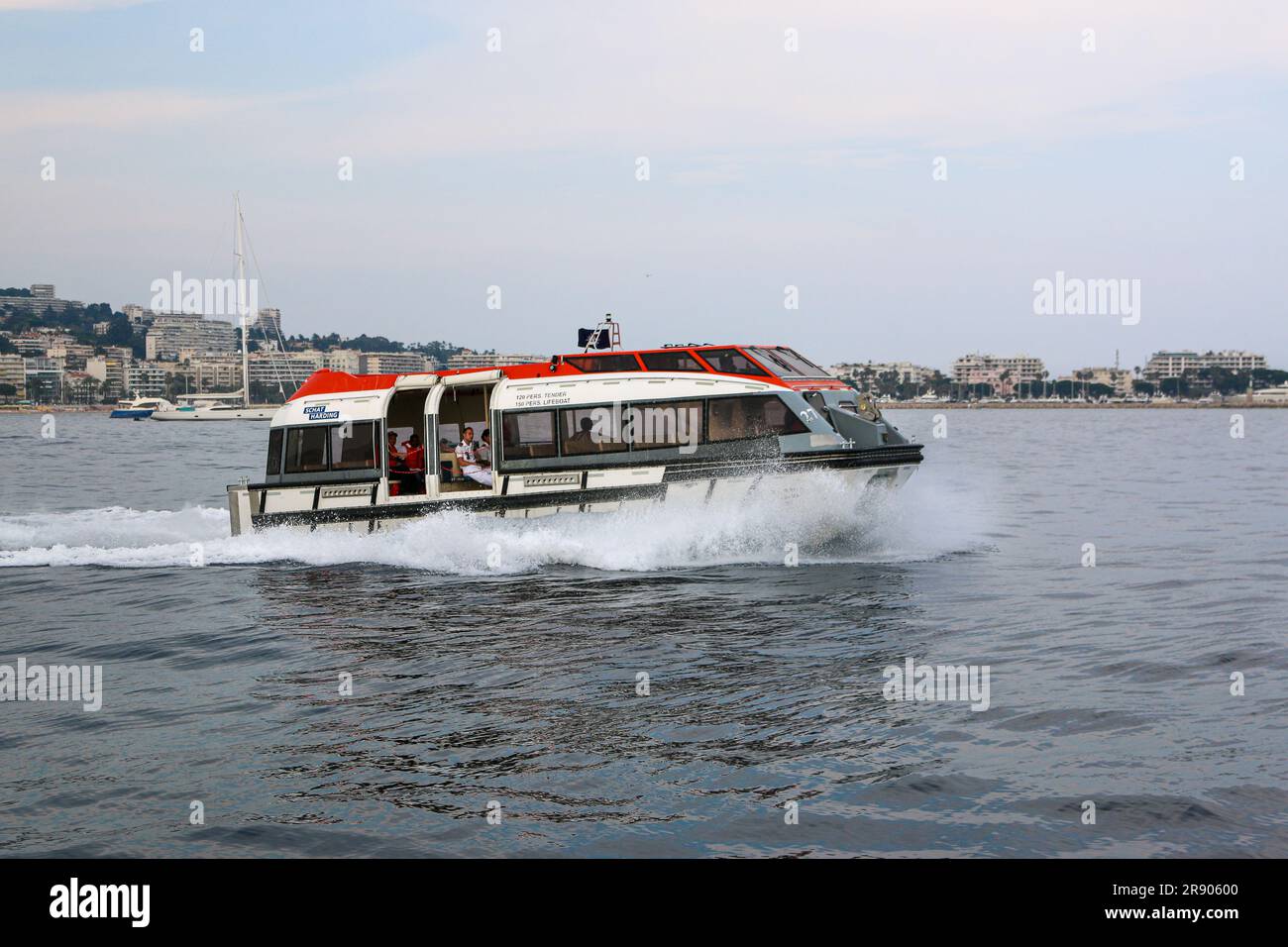 Lifeboat tender transfer to the cruise ship MSC DIVINA at anchor in ...