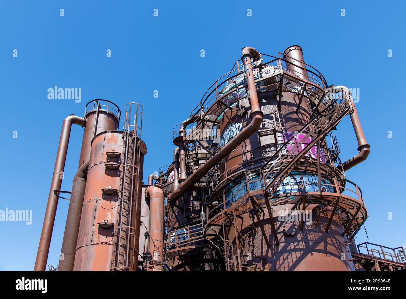 Seattle, WA, USA-July 2022; Close up view of some of the towers in Gas ...