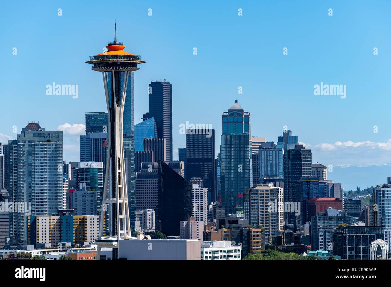 Seattle, WA, USA-July 2022; Close up view of downtown Seattle modern ...