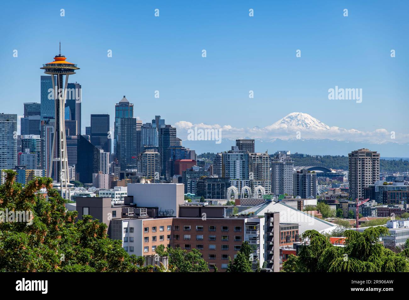 Seattle, WA, USA-July 2022; Panoramic view of downtown Seattle with in ...