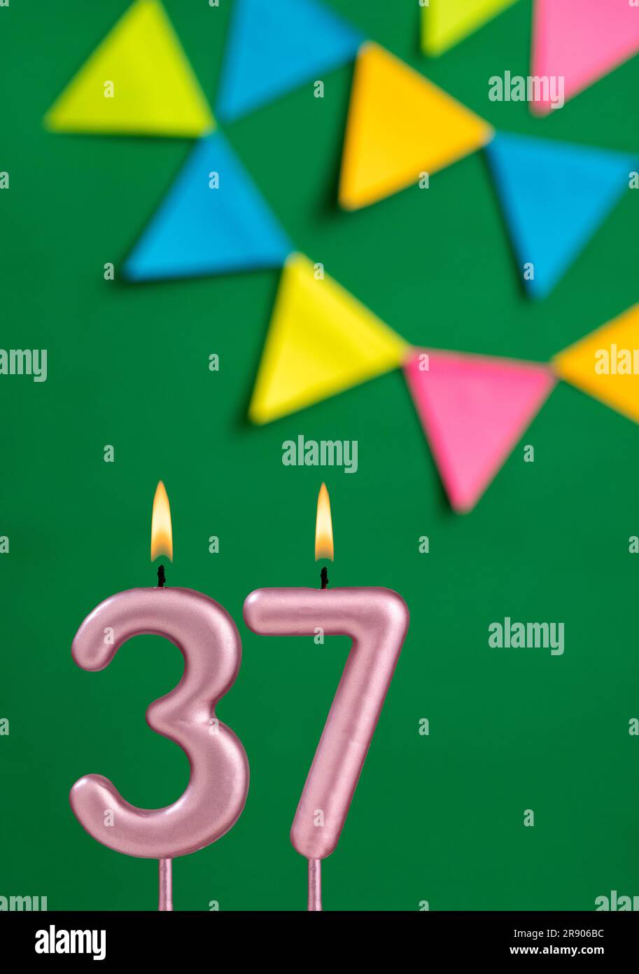 Birthday candle number 37 flame hi-res stock photography and images - Alamy
