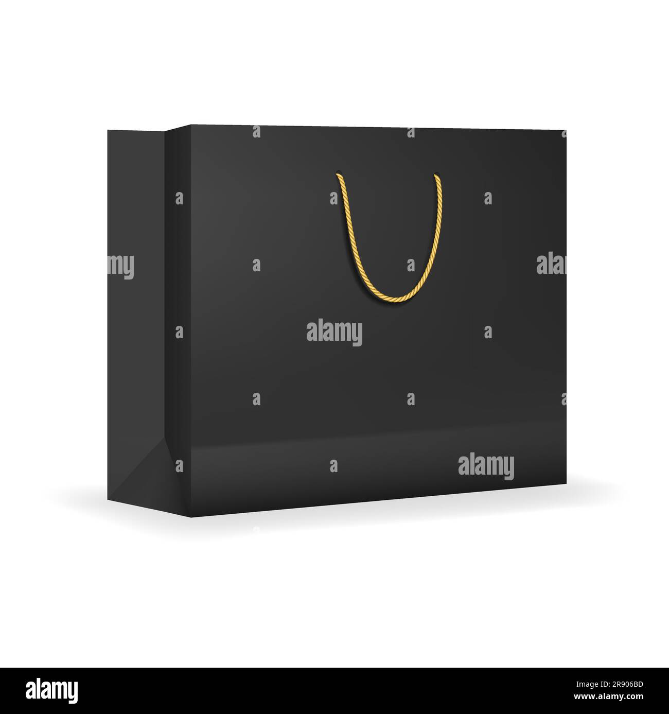 Paper shopping bag with golden rope handles mockup. Shop paper bag ...