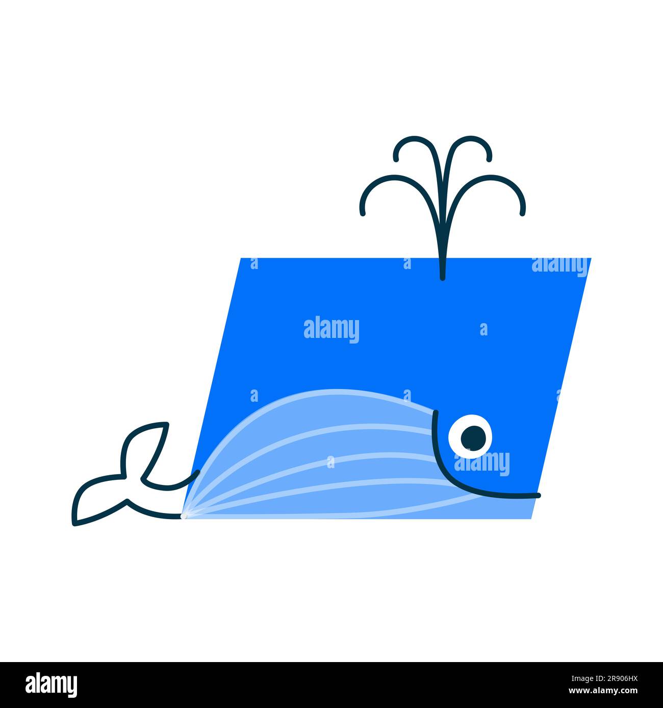 Whale fish in shape of math parallelogram. Vector cartoon animal ...