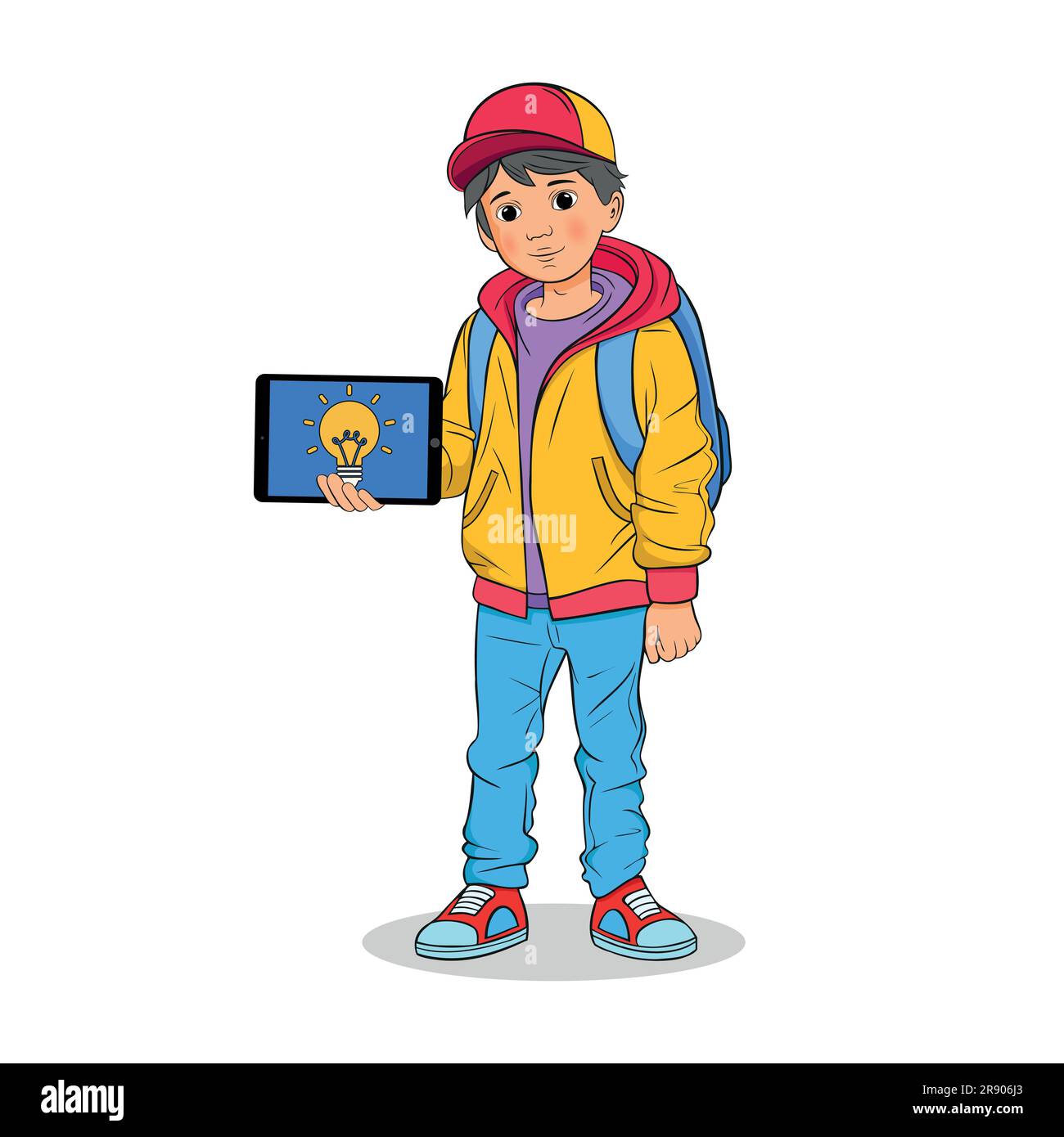 Education cartoon student holding tablet hi-res stock photography and ...