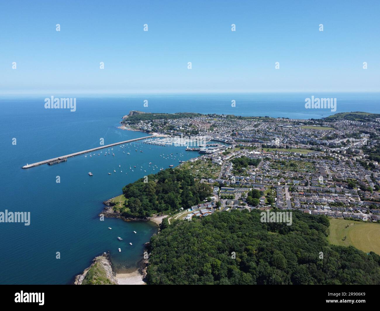 An aerial view of Berry Head and Churston Woods in Brixham, South Devon ...