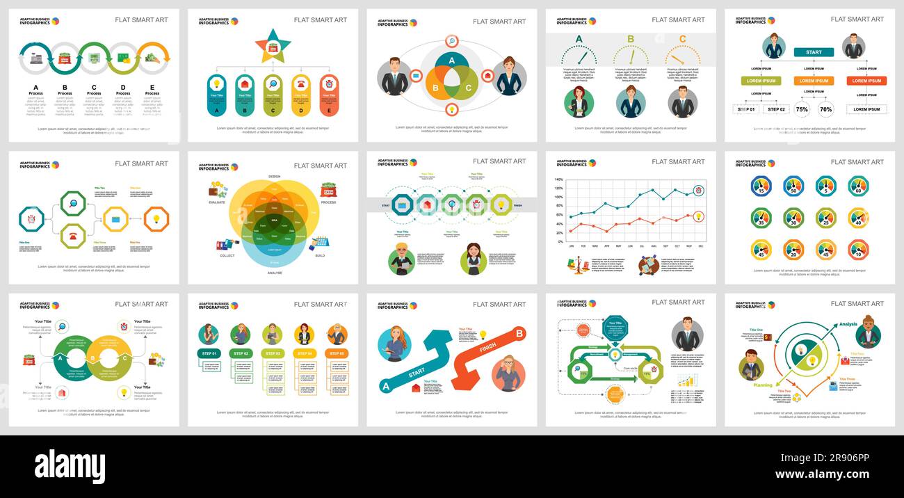 Colorful marketing or training concept infographic charts set Stock ...