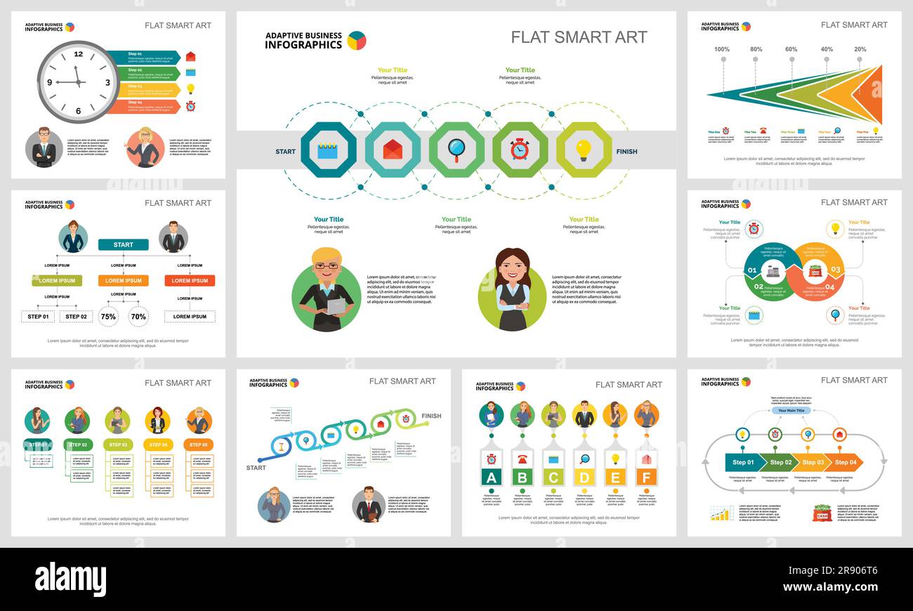 Colorful business planning infographic charts set Stock Vector Image ...
