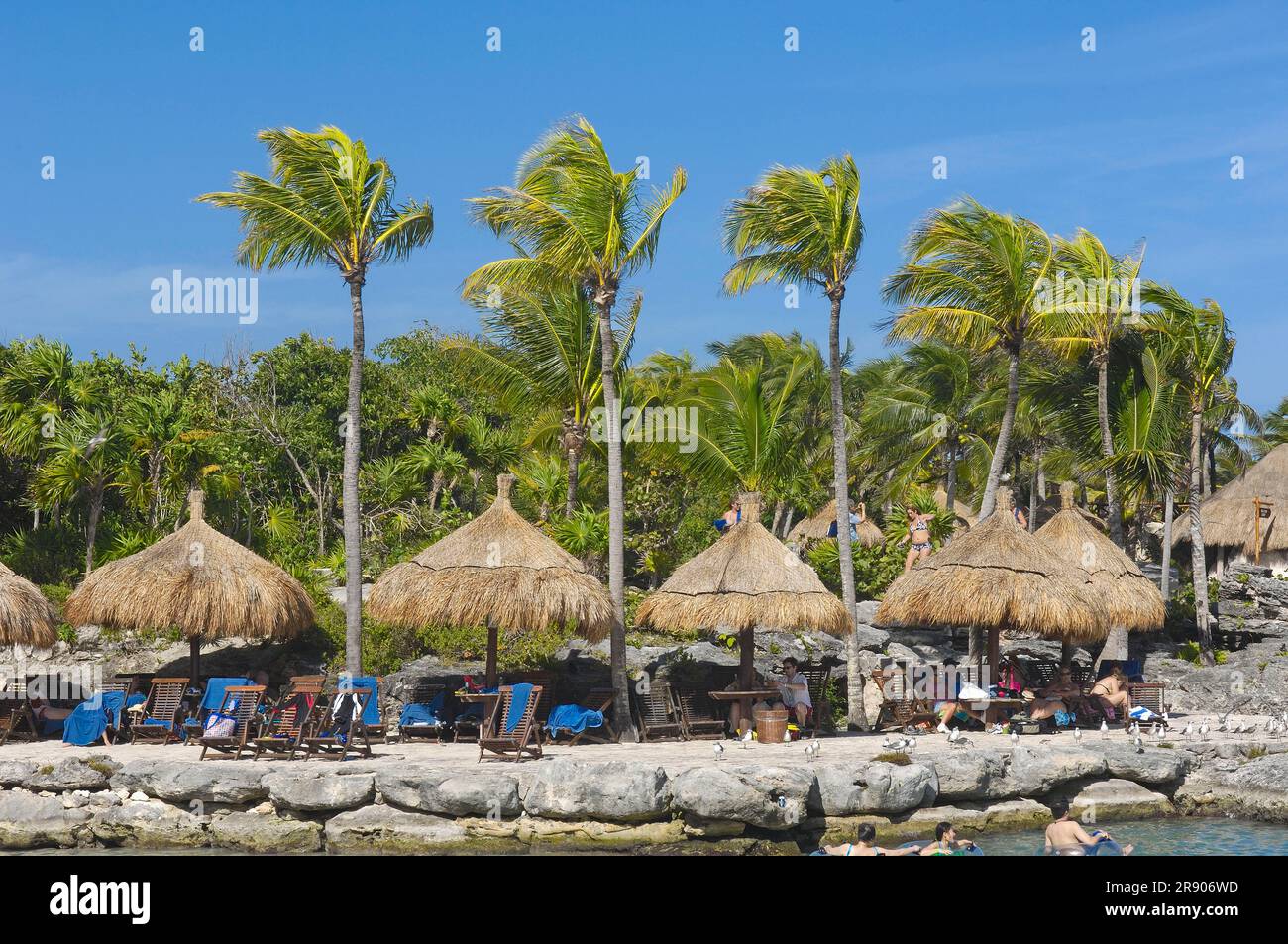 Beach area, Xcaret Ecological Park, near Playa del Carmen, Riviera Maya ...
