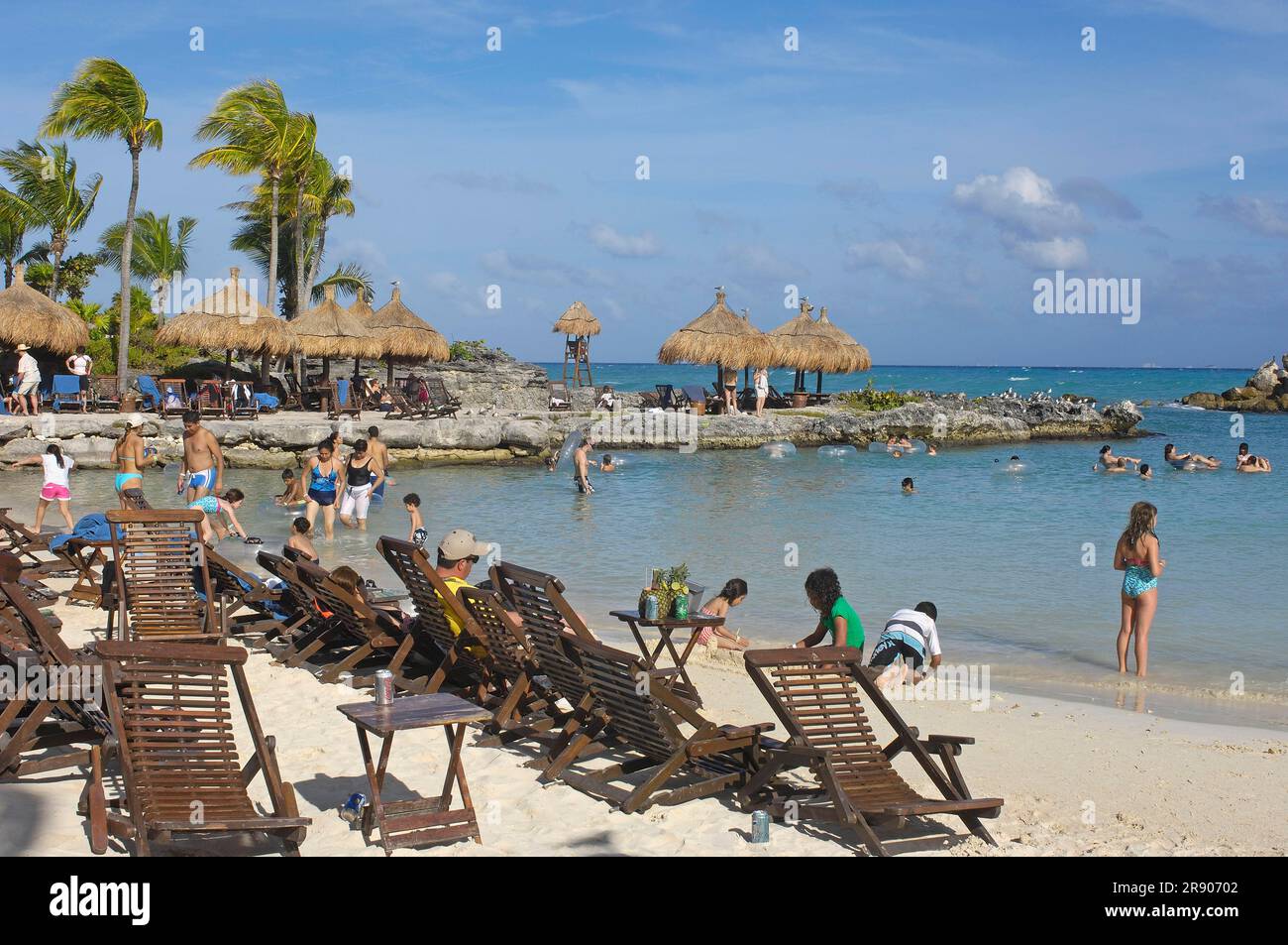 Beach area, Xcaret Ecological Park, near Playa del Carmen, Riviera Maya ...