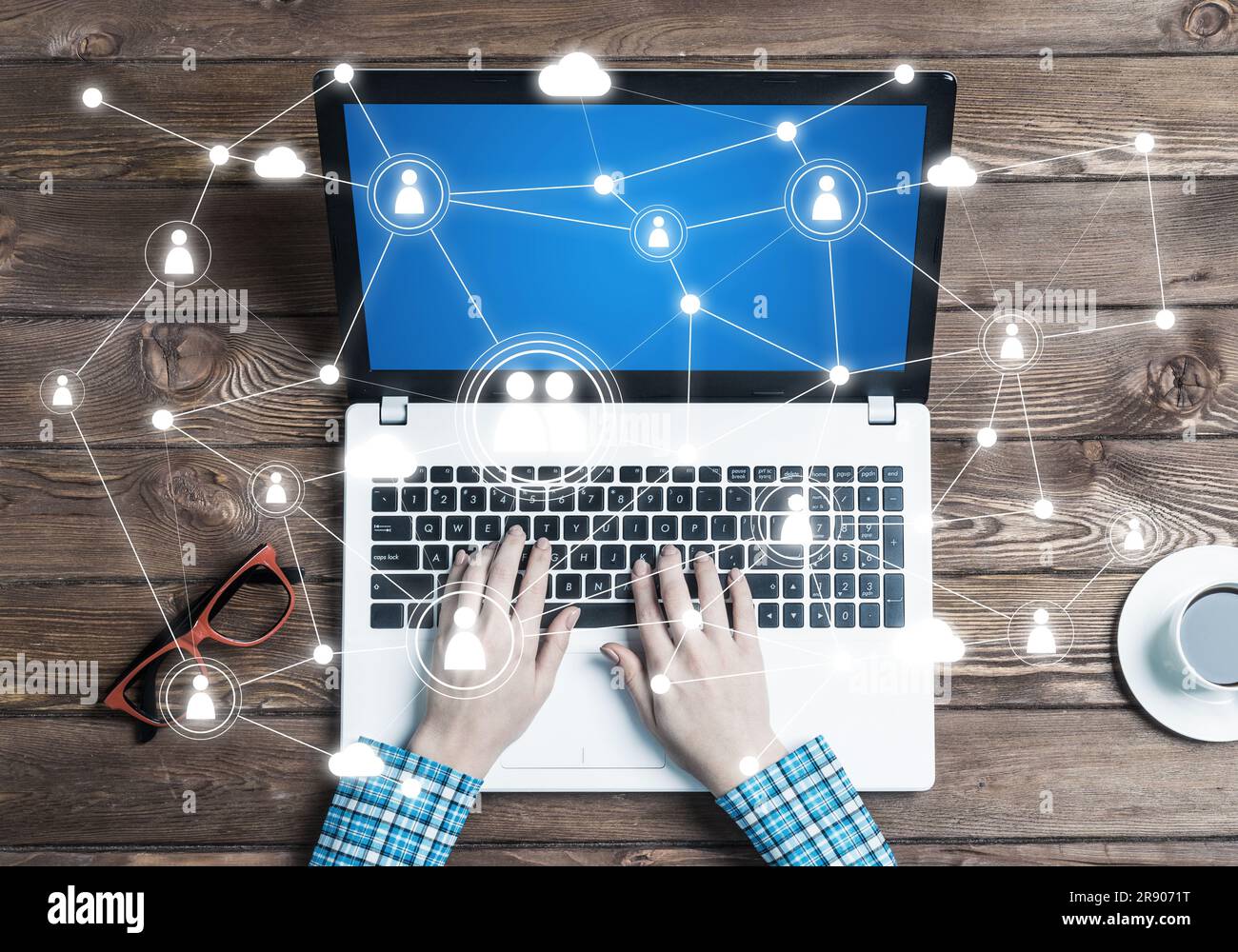 Concept of social communication and networking with social connection ...
