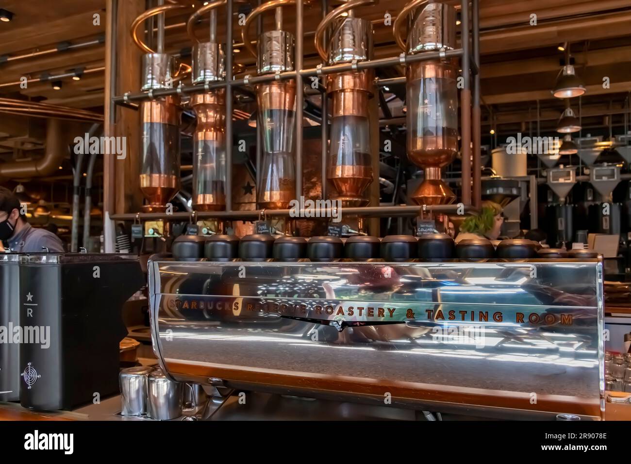 Seattle, WA, USA-July 2022; Interior view of one of the espresso ...