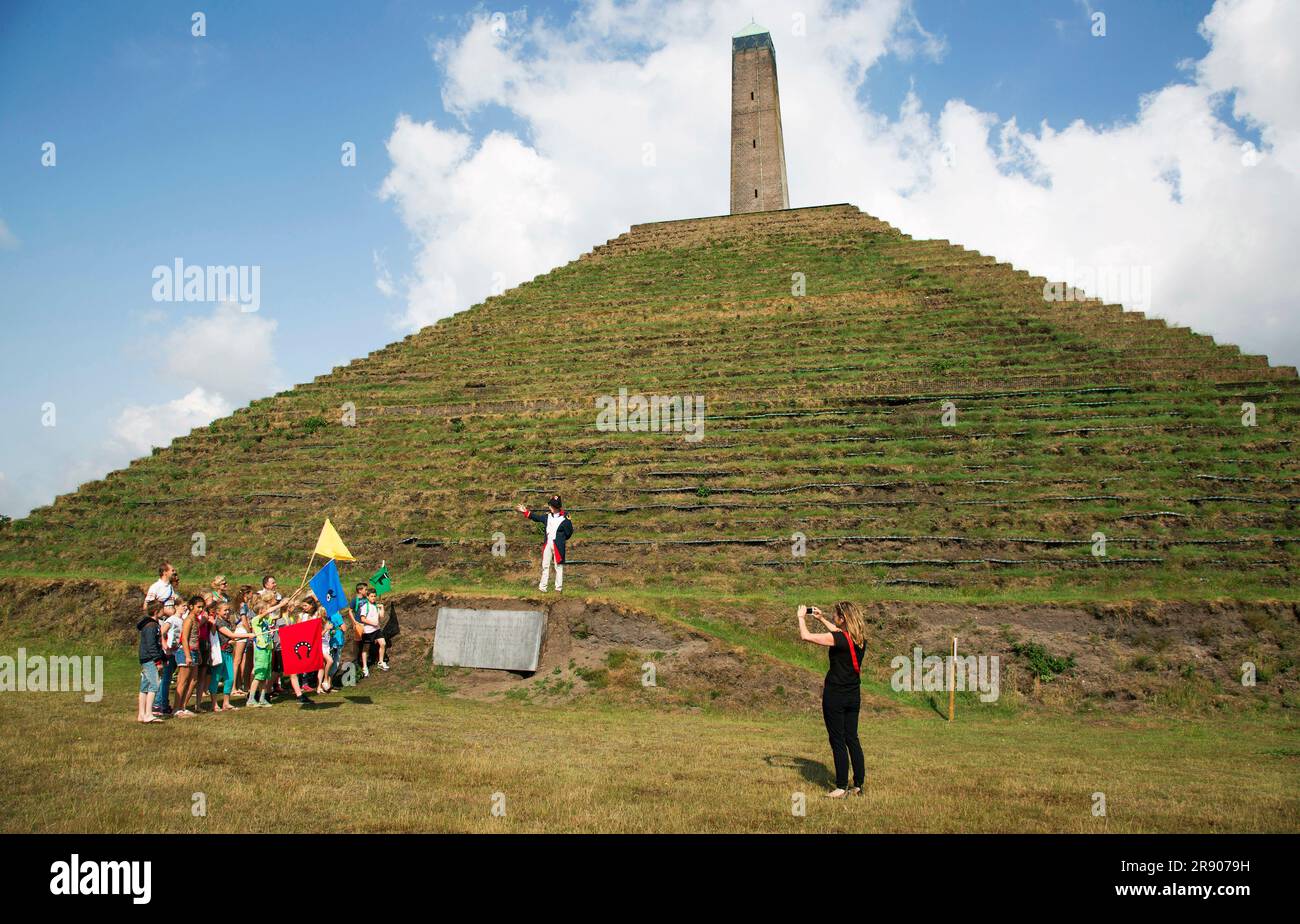 Netherlands, a school class is visiting the Pyramid of Austerlitz ...