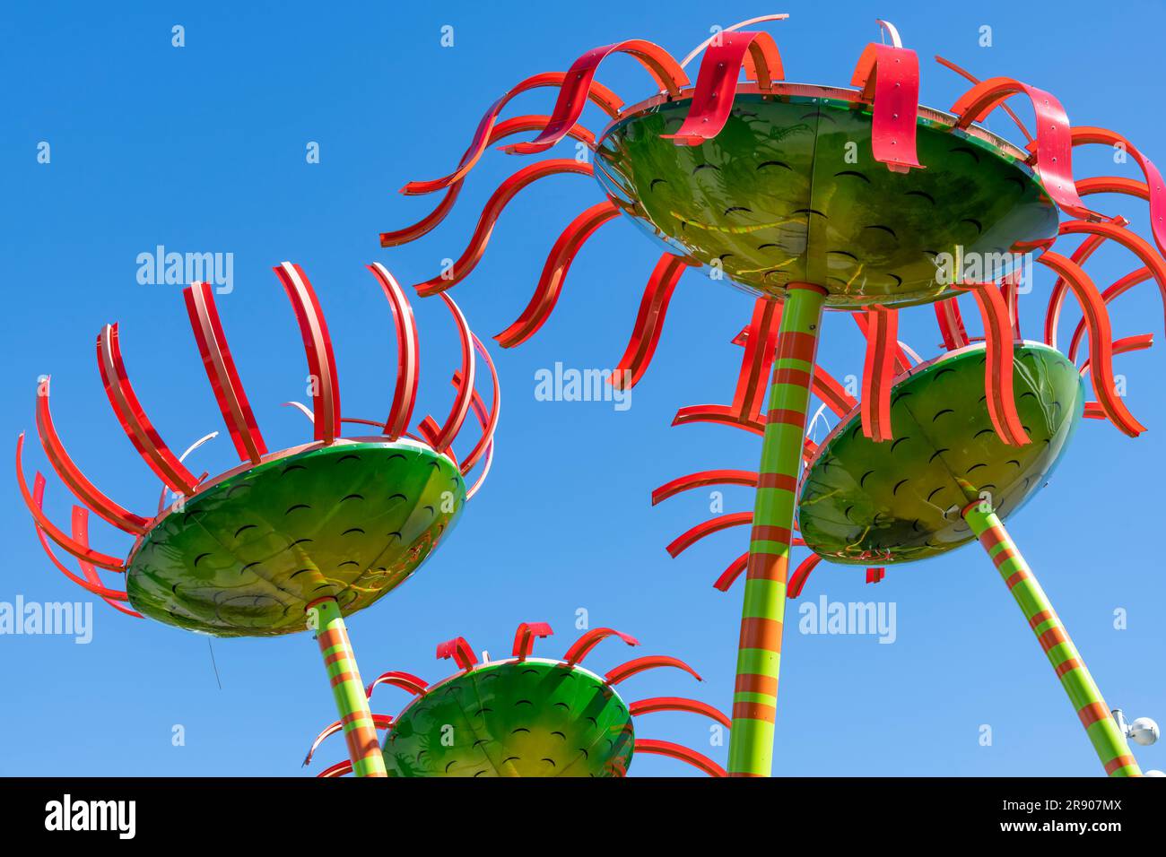 Seattle, WA, USA-July 2022; Low angle view close up view of sculpture ...