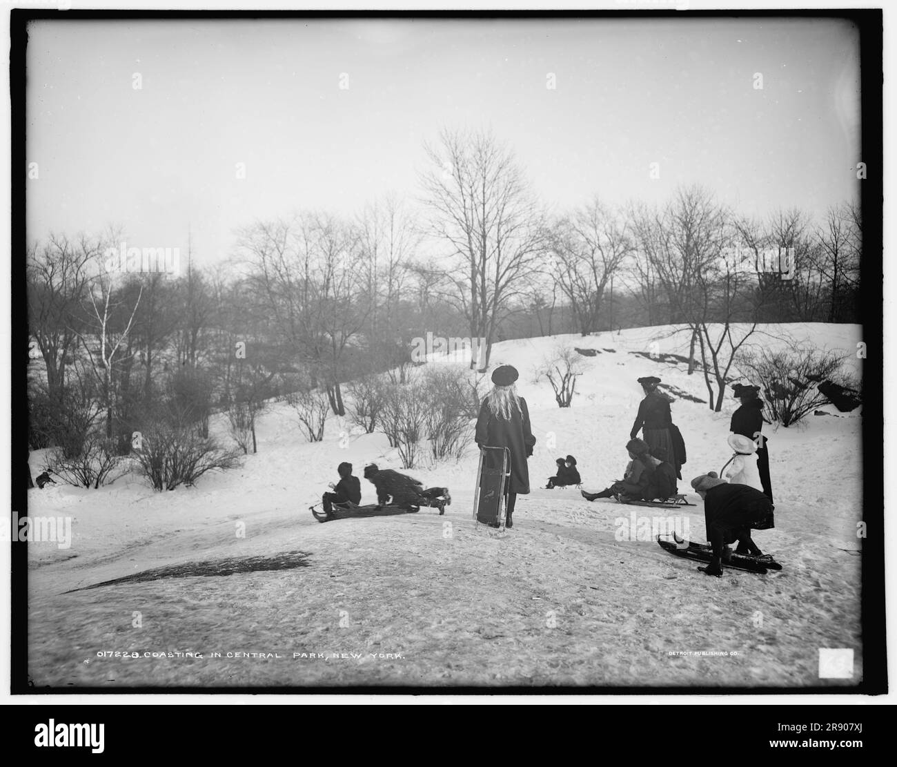 Coasting in Central Park, New York, between 1900 and 1906 Stock Photo ...
