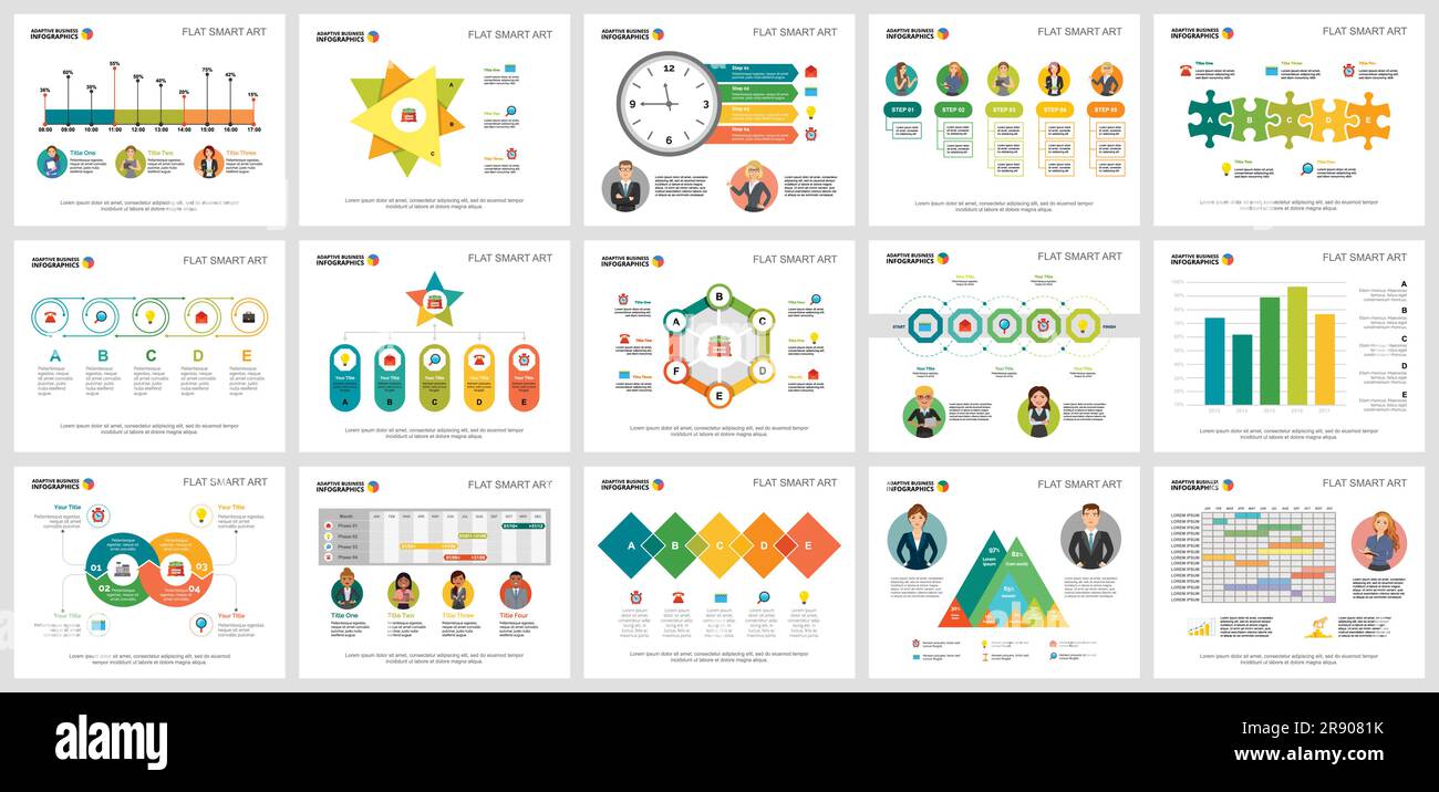 Colorful finance or training concept infographic charts set Stock ...