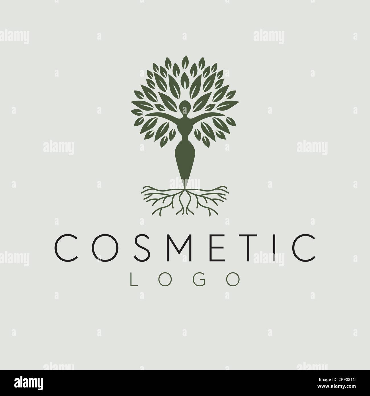 Cosmetic vector logo design. Woman and tree logotype. Abstract growth ...