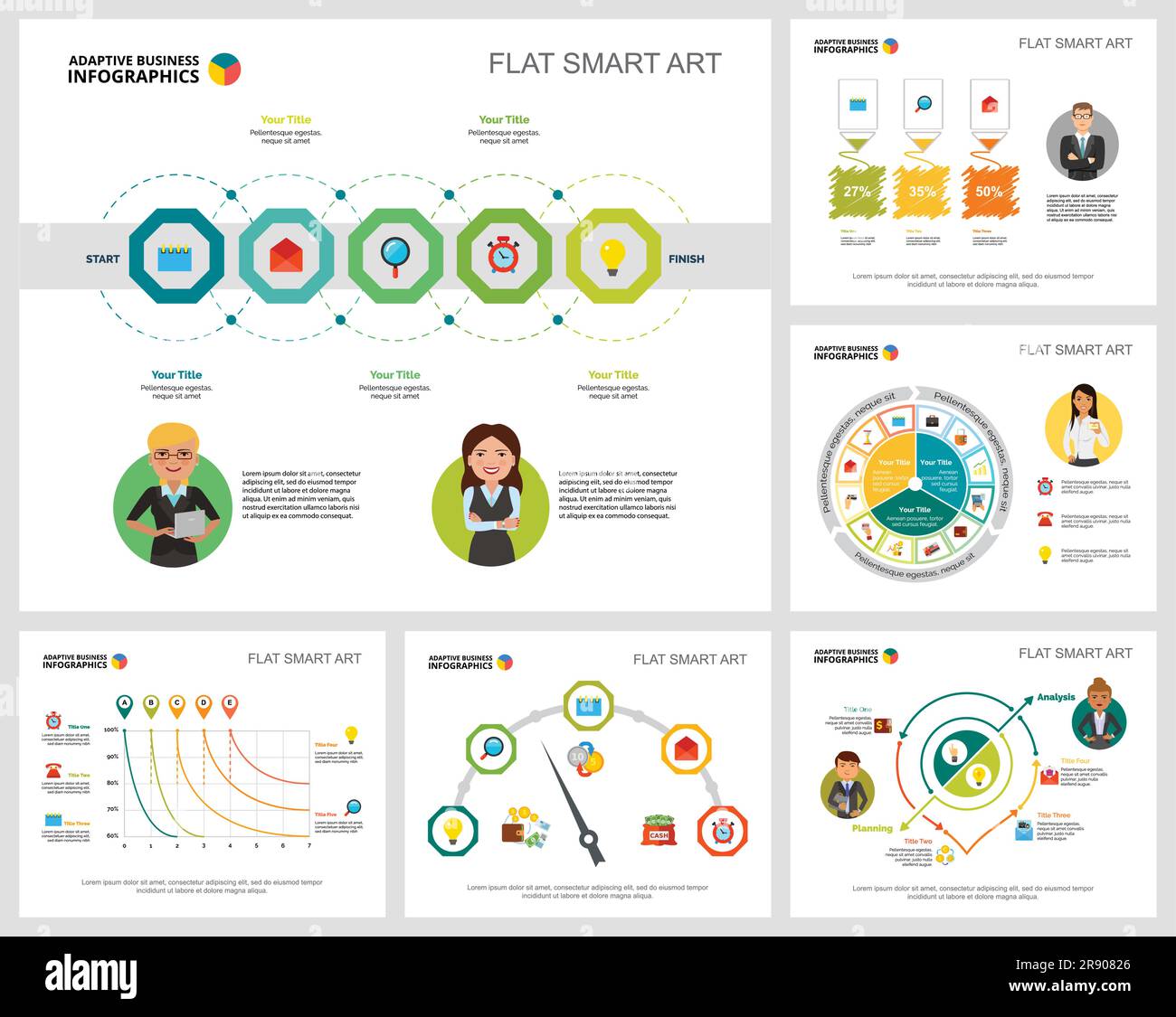 Colorful accounting or production concept infographic charts set Stock ...