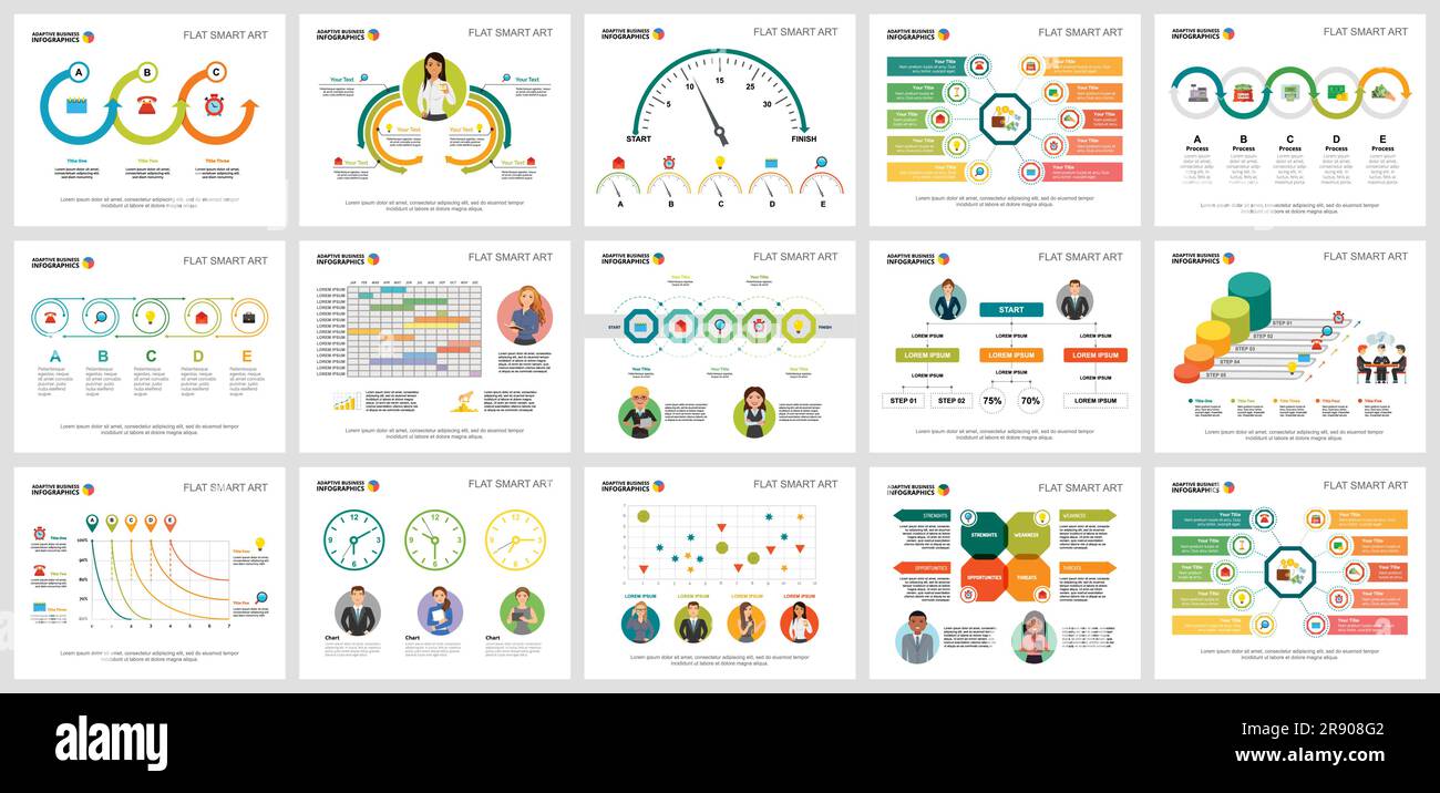 Colorful workflow or teamwork concept infographic charts set Stock ...