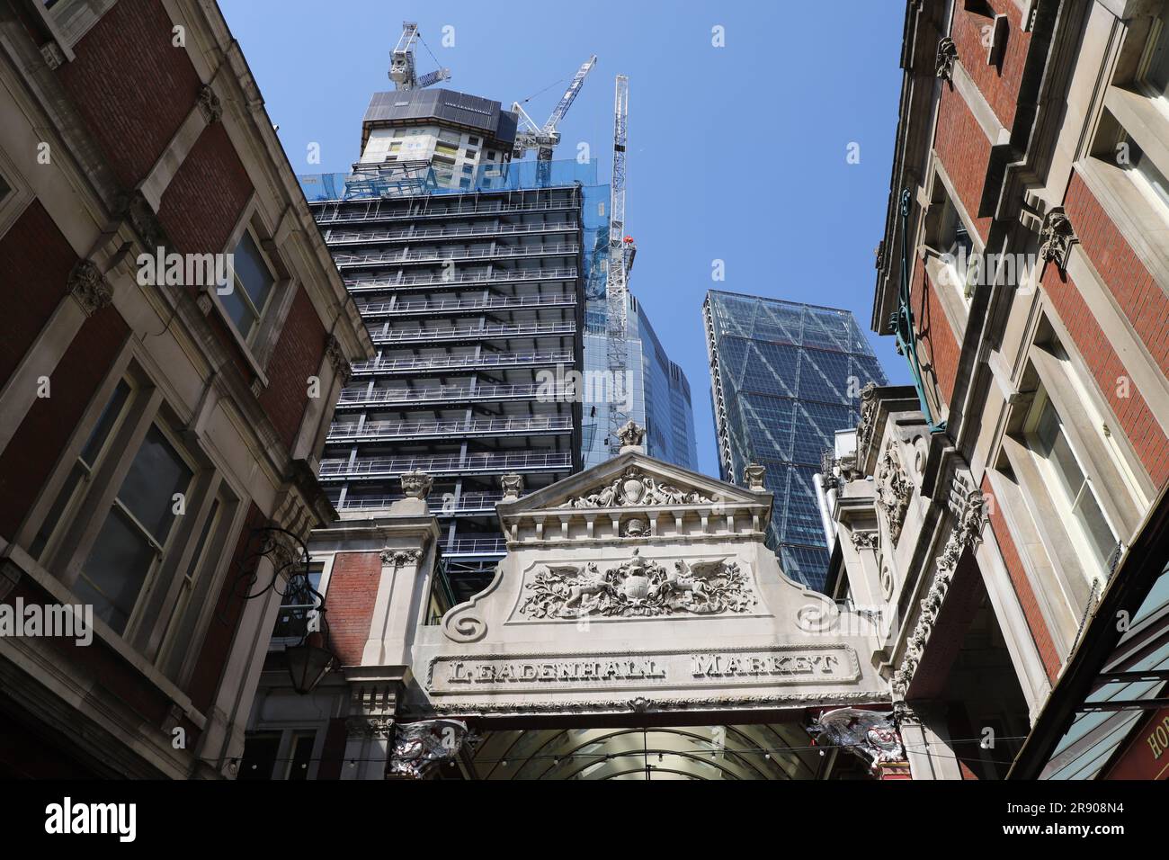 Leadenhall Market and One Leadenhall under construction London UK June ...