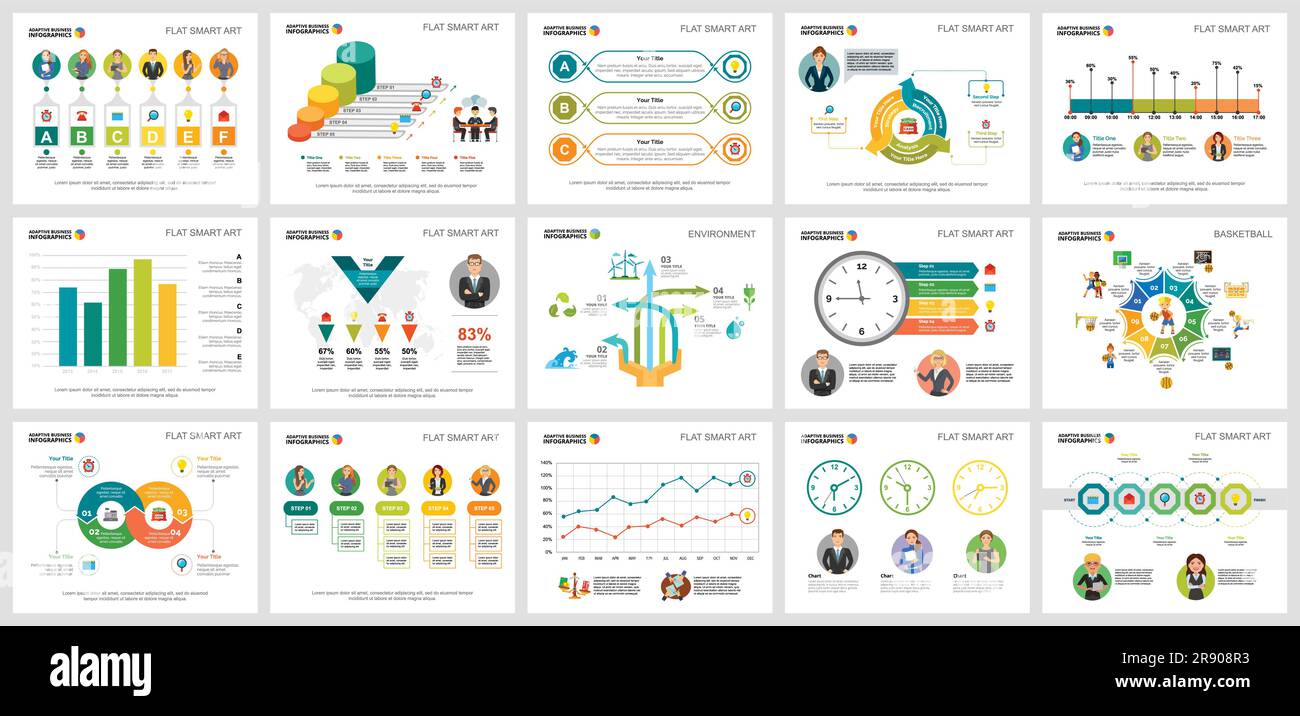 Colorful diagrams set for presentation slide templates Stock Vector ...