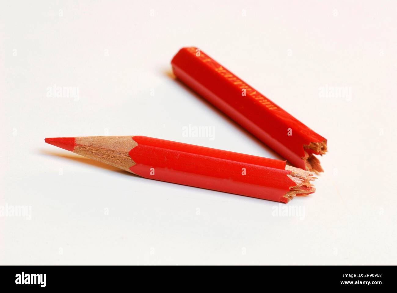 Red crayon, broken, cutout, object Stock Photo - Alamy