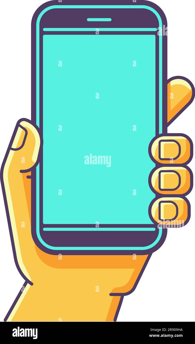 Hand Holding Mobile Phone Screen Cartoon Icon Stock Vector Image & Art ...