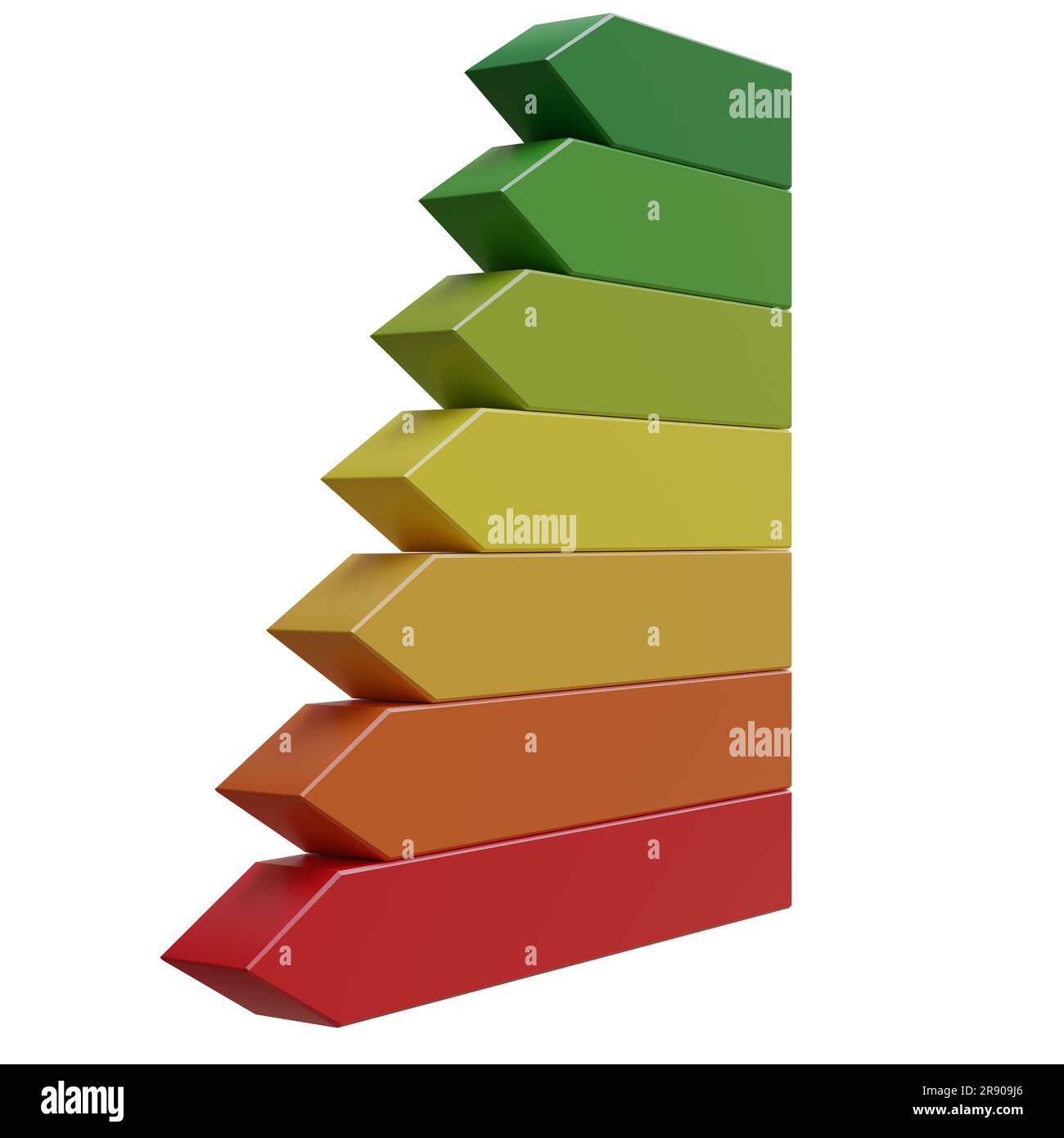 Energy efficiency chart rating. Colorful arrows isolated, a white ...