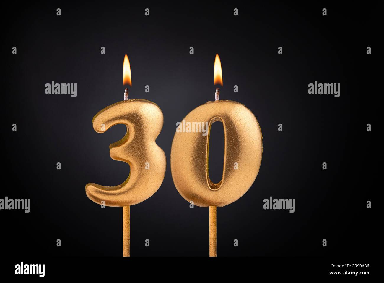 Birthday candle number 30 - Birthday celebration on black background ...