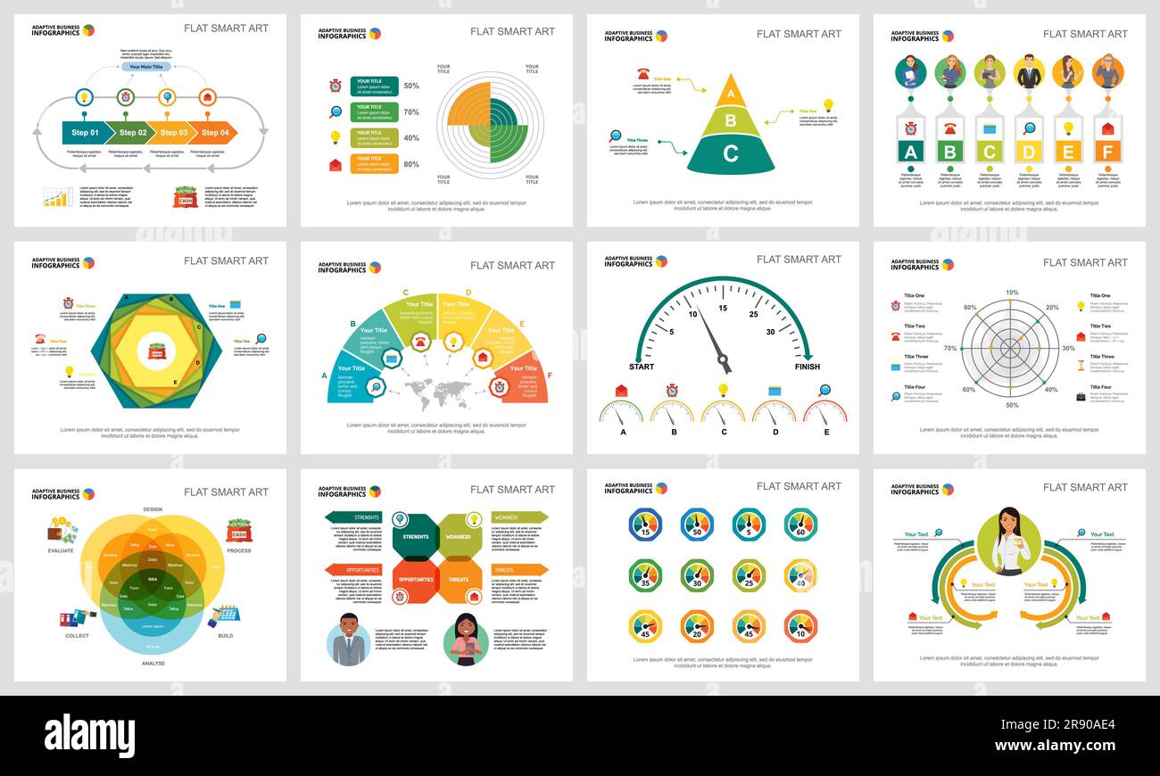 Colorful promotion or training concept infographic charts set Stock ...