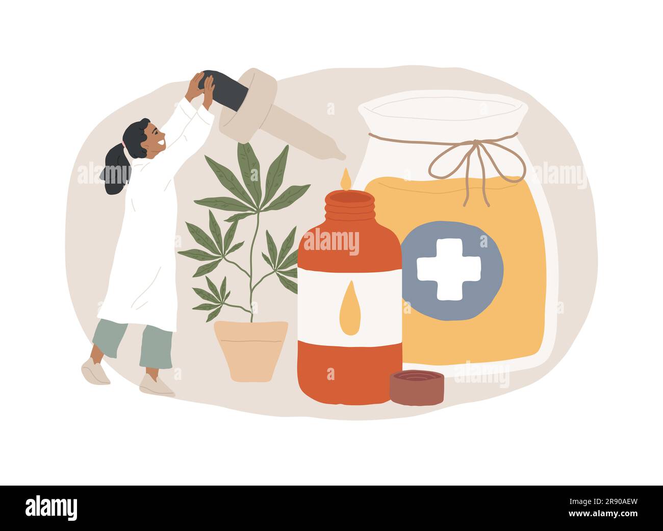 Hemp seed oil isolated concept vector illustration. CBD oil use ...