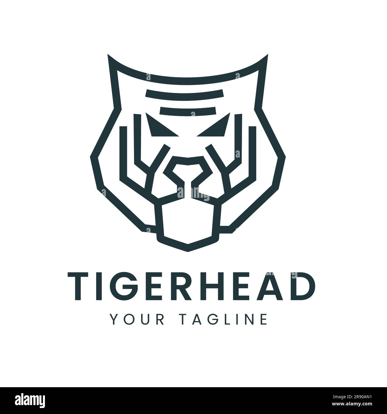 Modern tiger head logo design inspiration in simple line art Stock ...