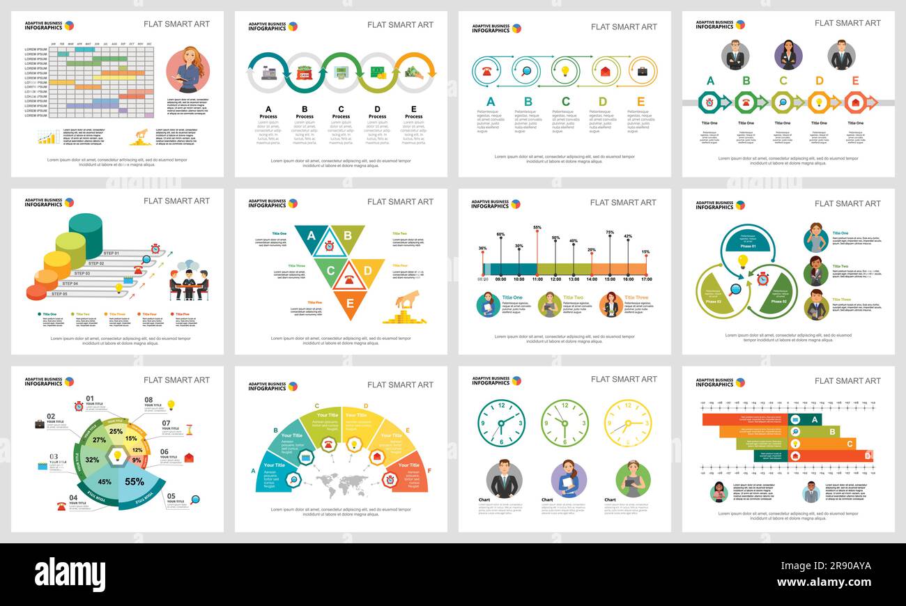 Colorful strategy or logistics concept infographic charts set Stock ...