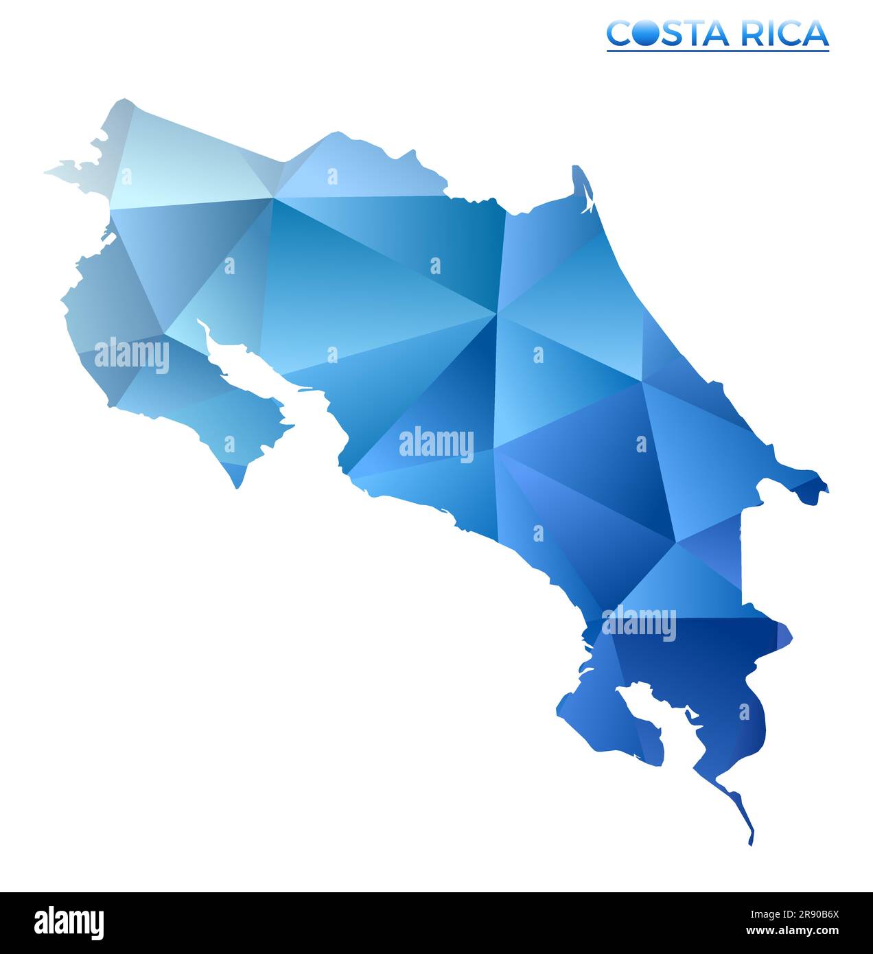 Vector polygonal Costa Rica map. Vibrant geometric country in low poly style. Trendy ...