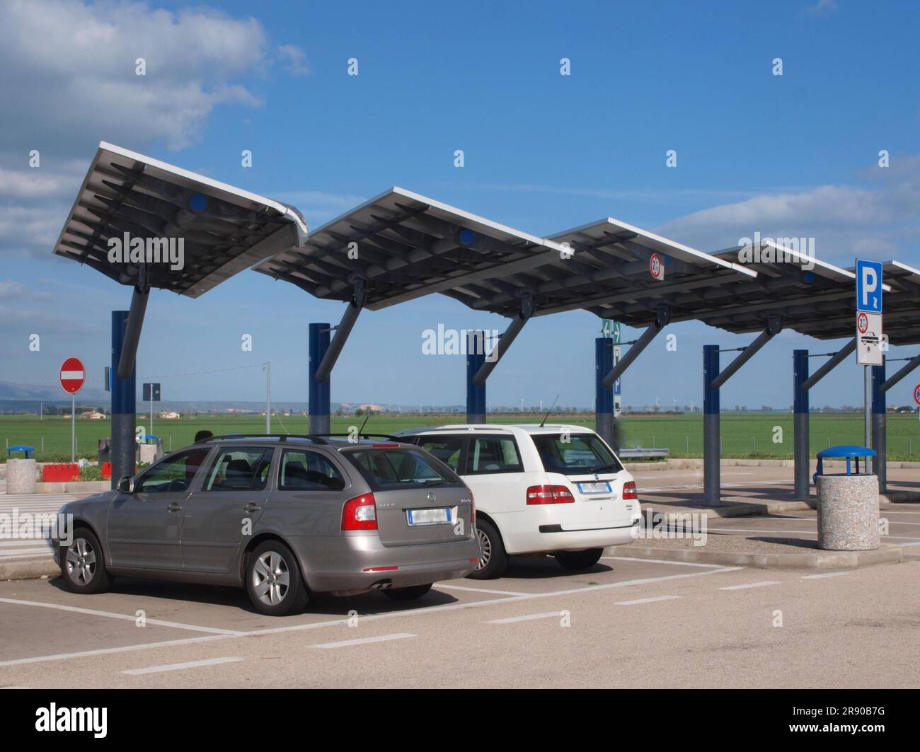Solar cells at Italian motorway service stations Stock Photo - Alamy