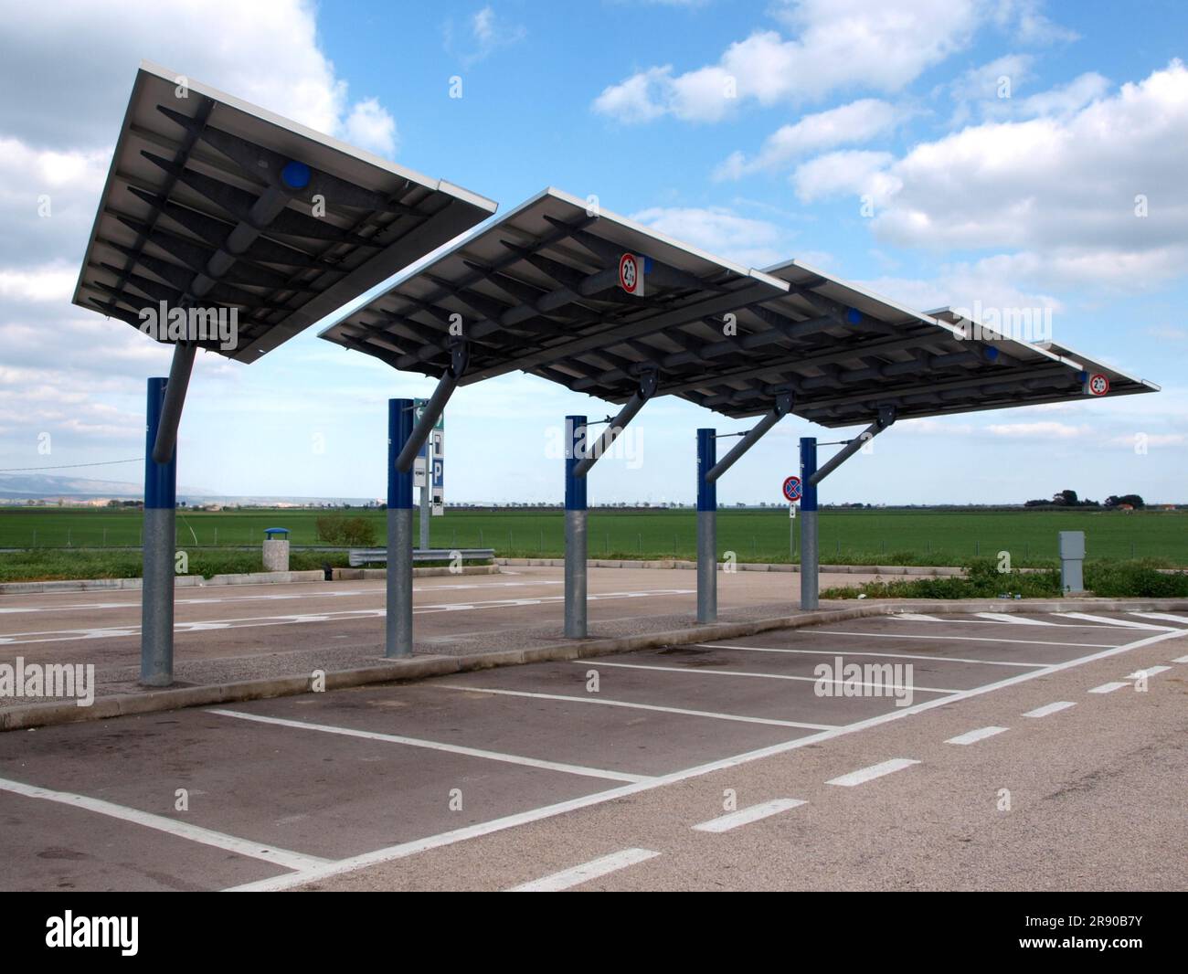 Solar cells at Italian motorway service stations Stock Photo - Alamy