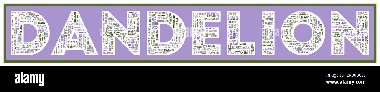 DANDELION text filled with related keywords of various sizes. Dandelion ...