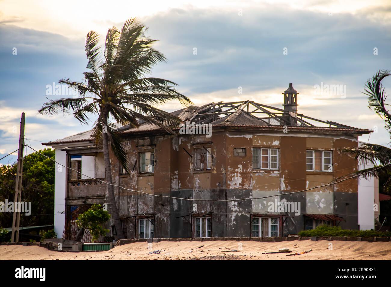 Aftermath after cyclonic weather conditions, destroyed buildings and ...