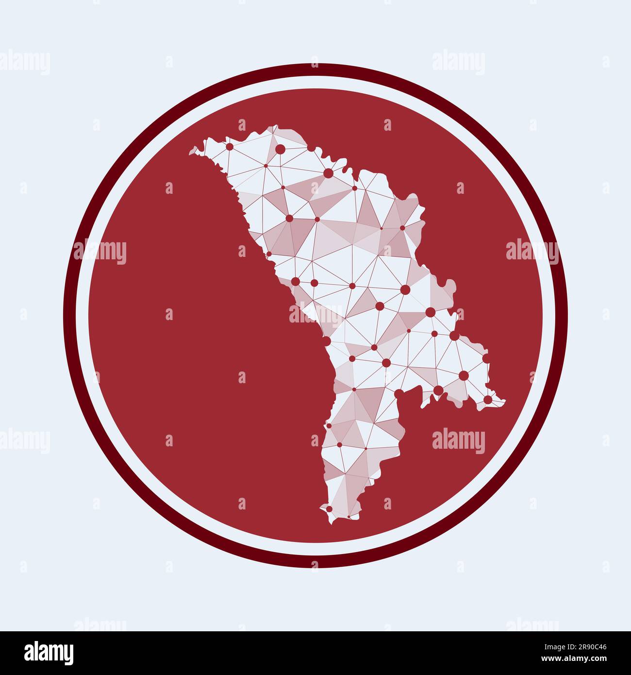 Moldova icon. Trendy tech logo of the country. Geometric mesh round ...