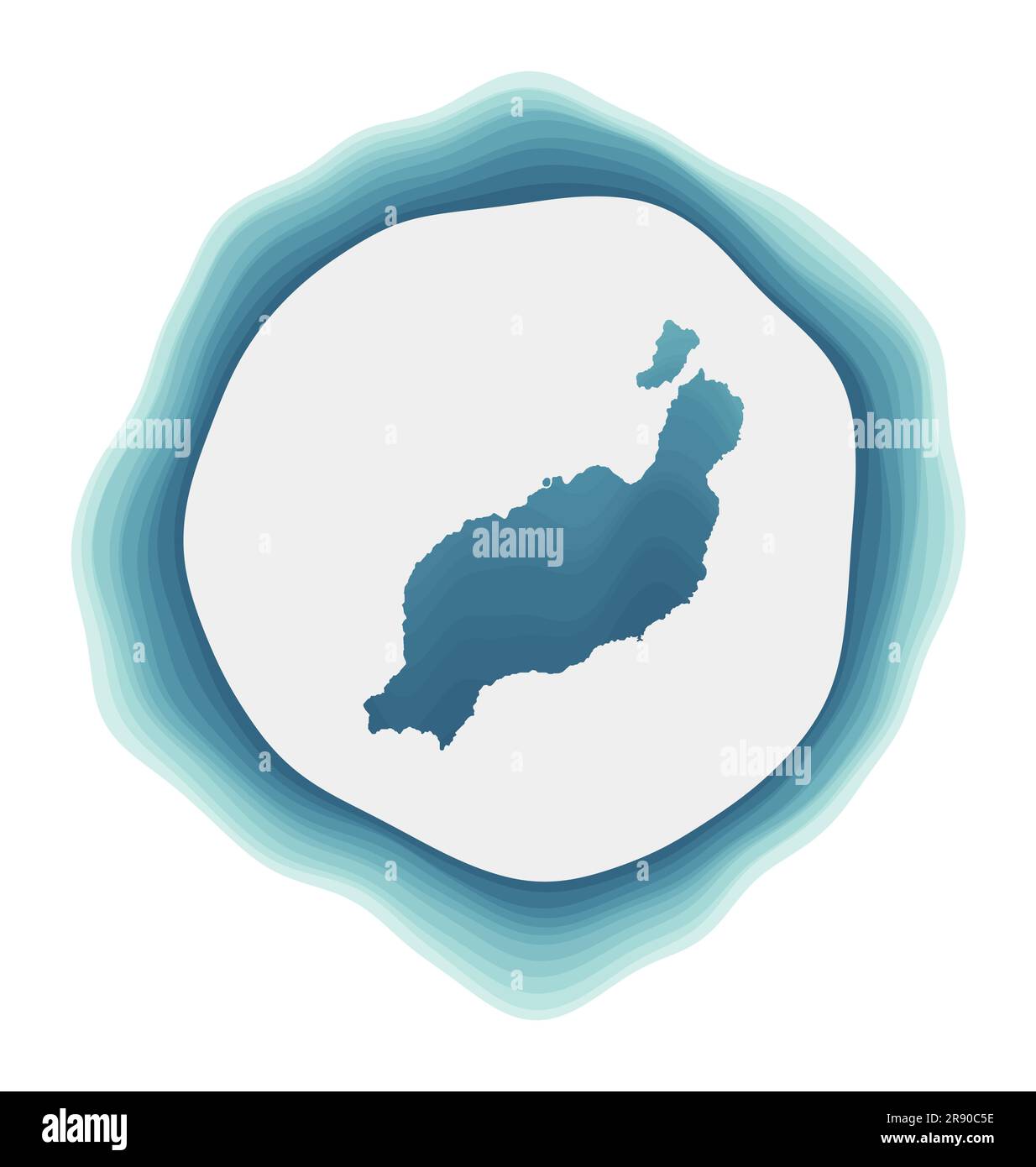 Lanzarote logo. Badge of the island. Layered circular sign around ...