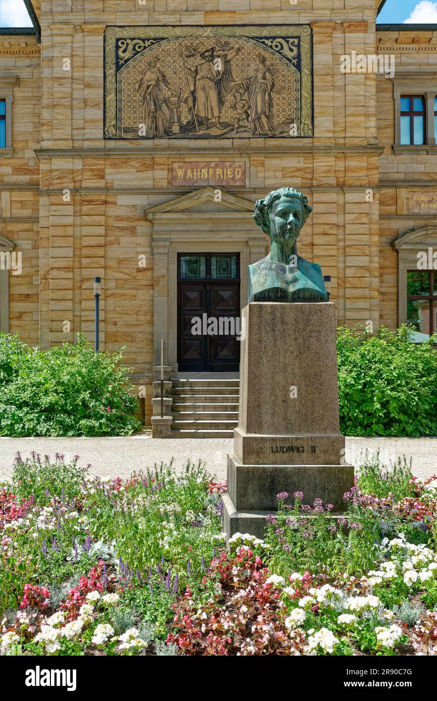 Bust of Ludwig II and Wahnfried House, former home of Richard Wagner ...