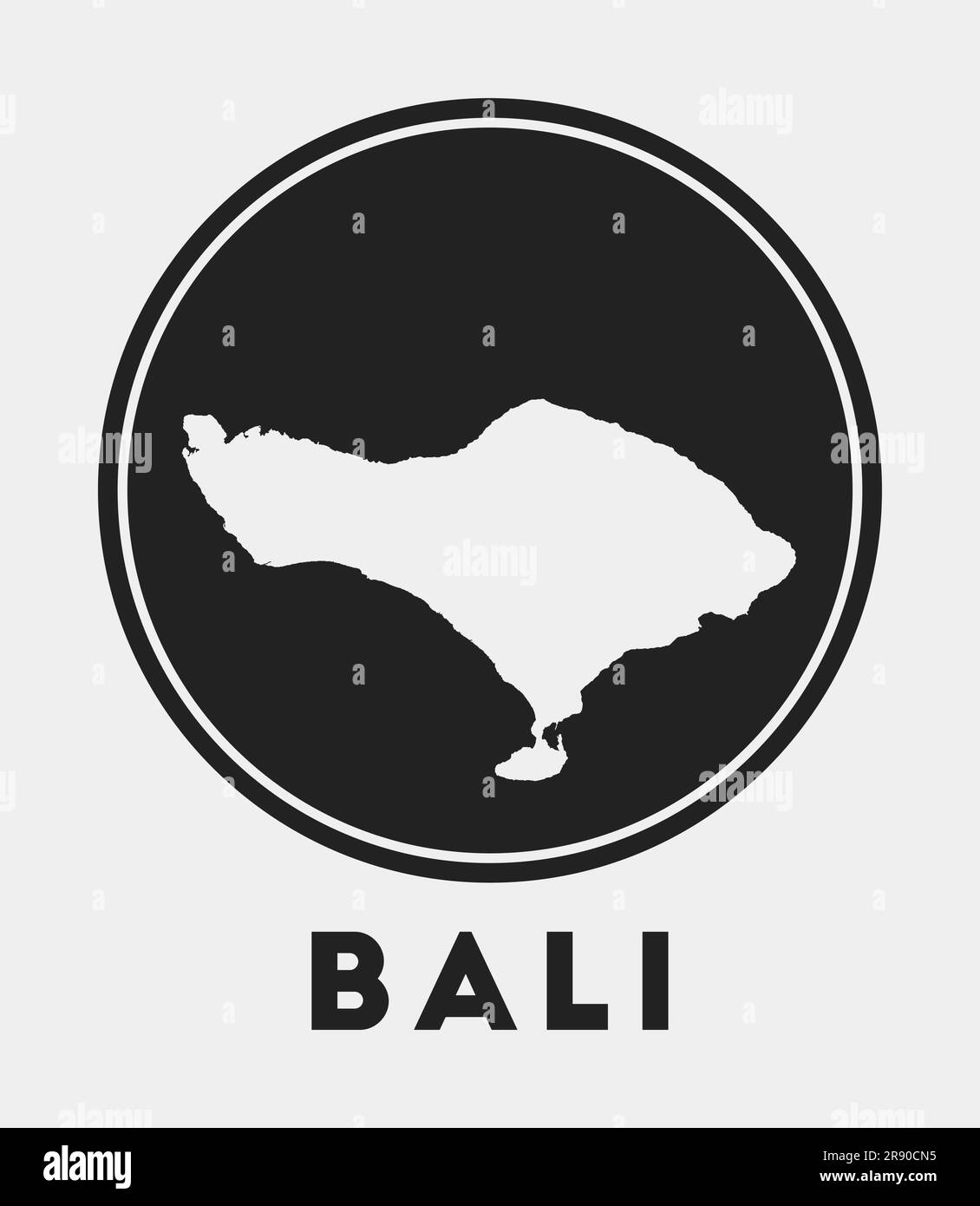 Bali icon. Round logo with island map and title. Stylish Bali badge ...