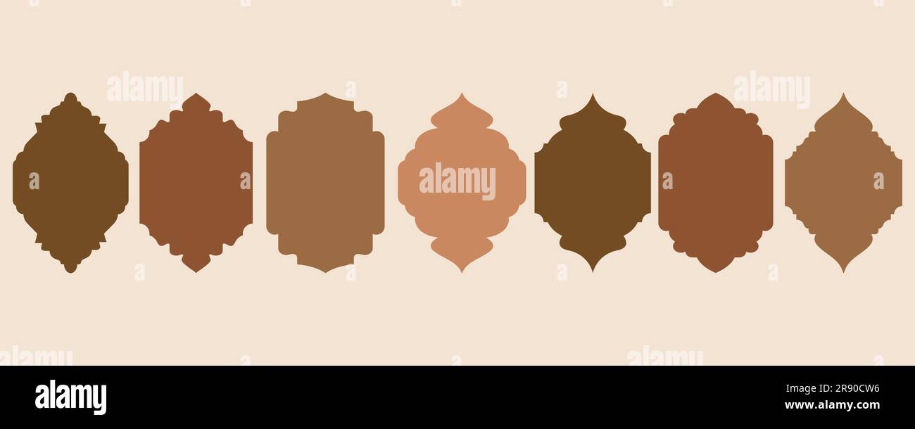 Ramadan frame shape. Islamic window and door icons set. Arabic oriental ...