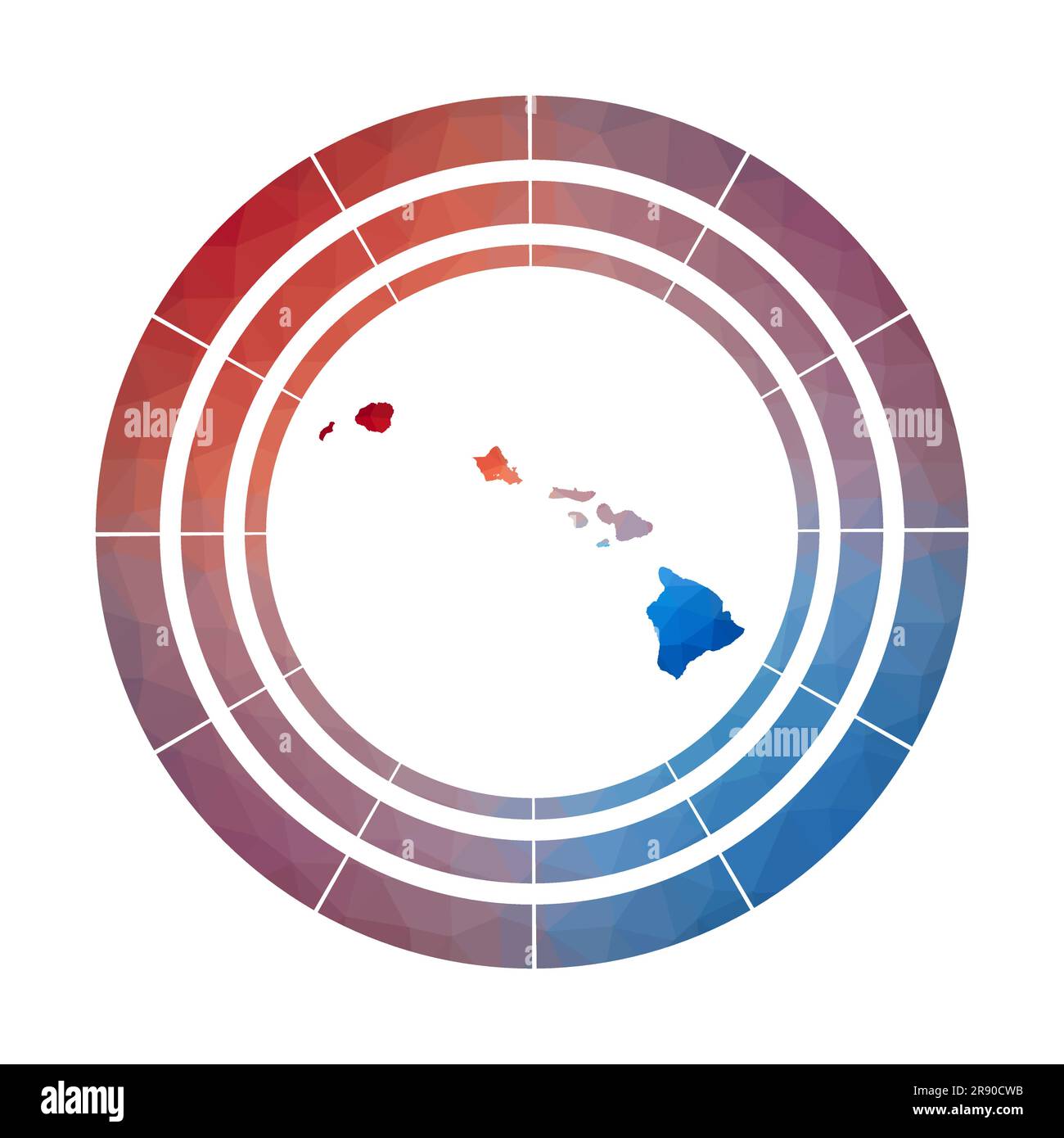 Hawaii badge. Bright gradient logo of island in low poly style ...