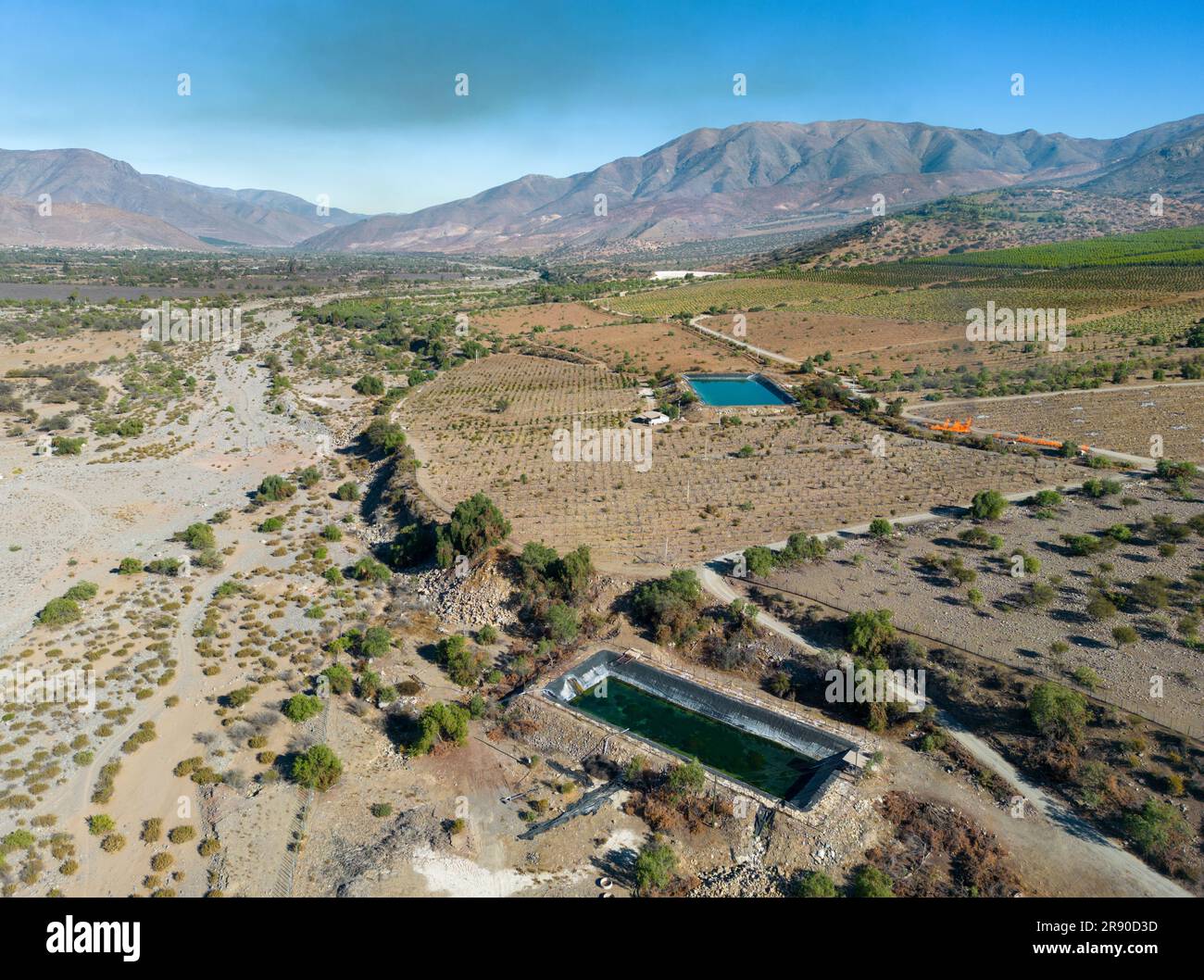 Aerial view of citriculture in Petorca in Chile, South America ...