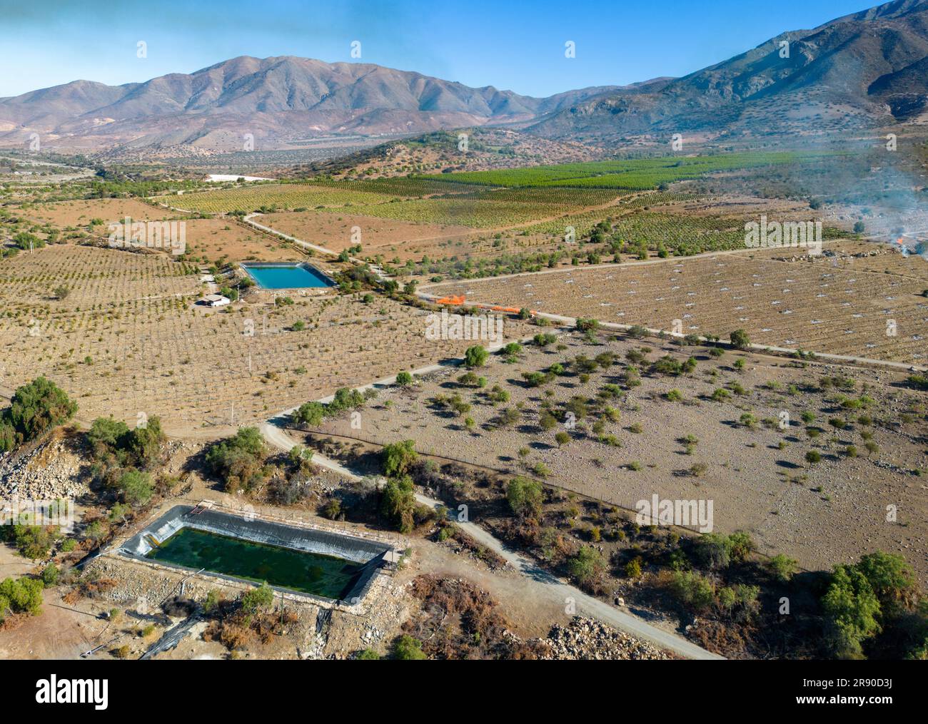 Aerial view of citriculture in Petorca in Chile, South America ...
